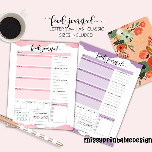 Daily Food Journal Printable Food Diary Daily Food Tracker - Etsy