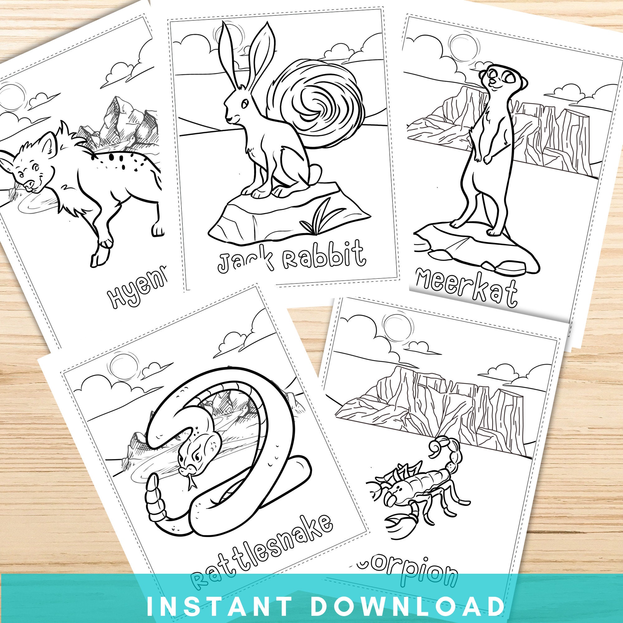 Desert Animals Coloring Pages Printable Animal Coloring | Etsy