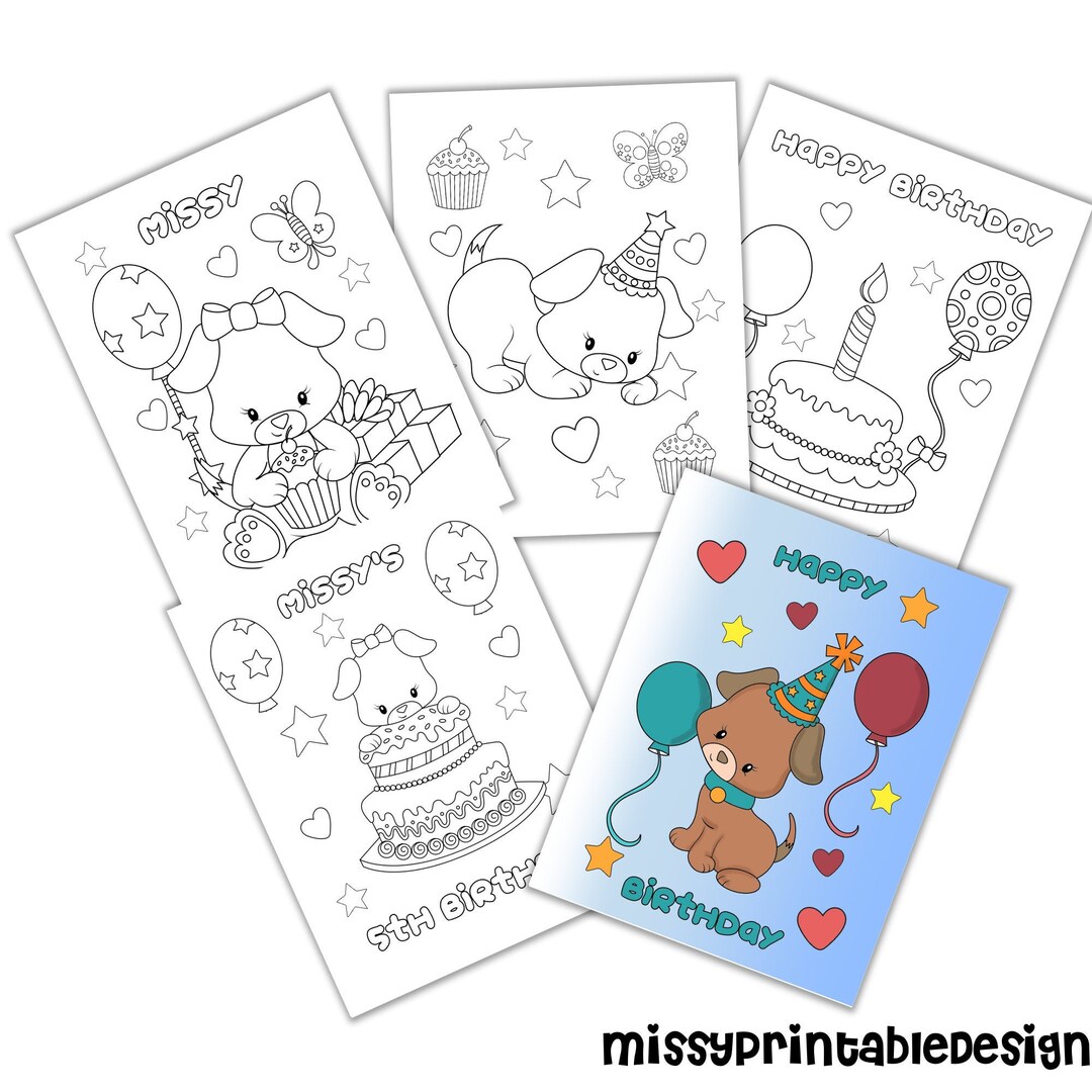 Personalized Puppy Party Coloring Pages, Custom Puppy Birthday Party ...