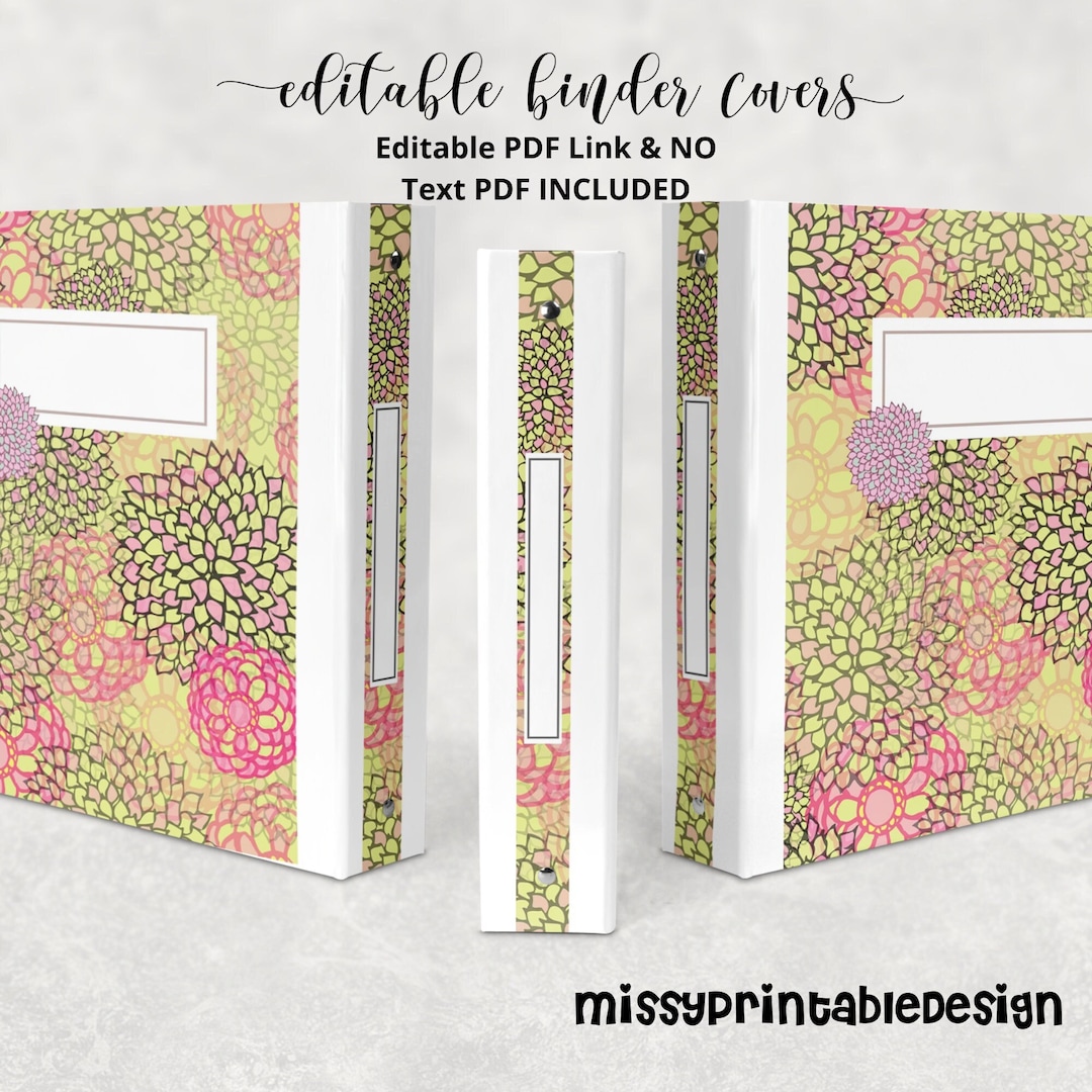 Editable Flower Binder Covers & Spines, Printable Binder Covers, Binder ...