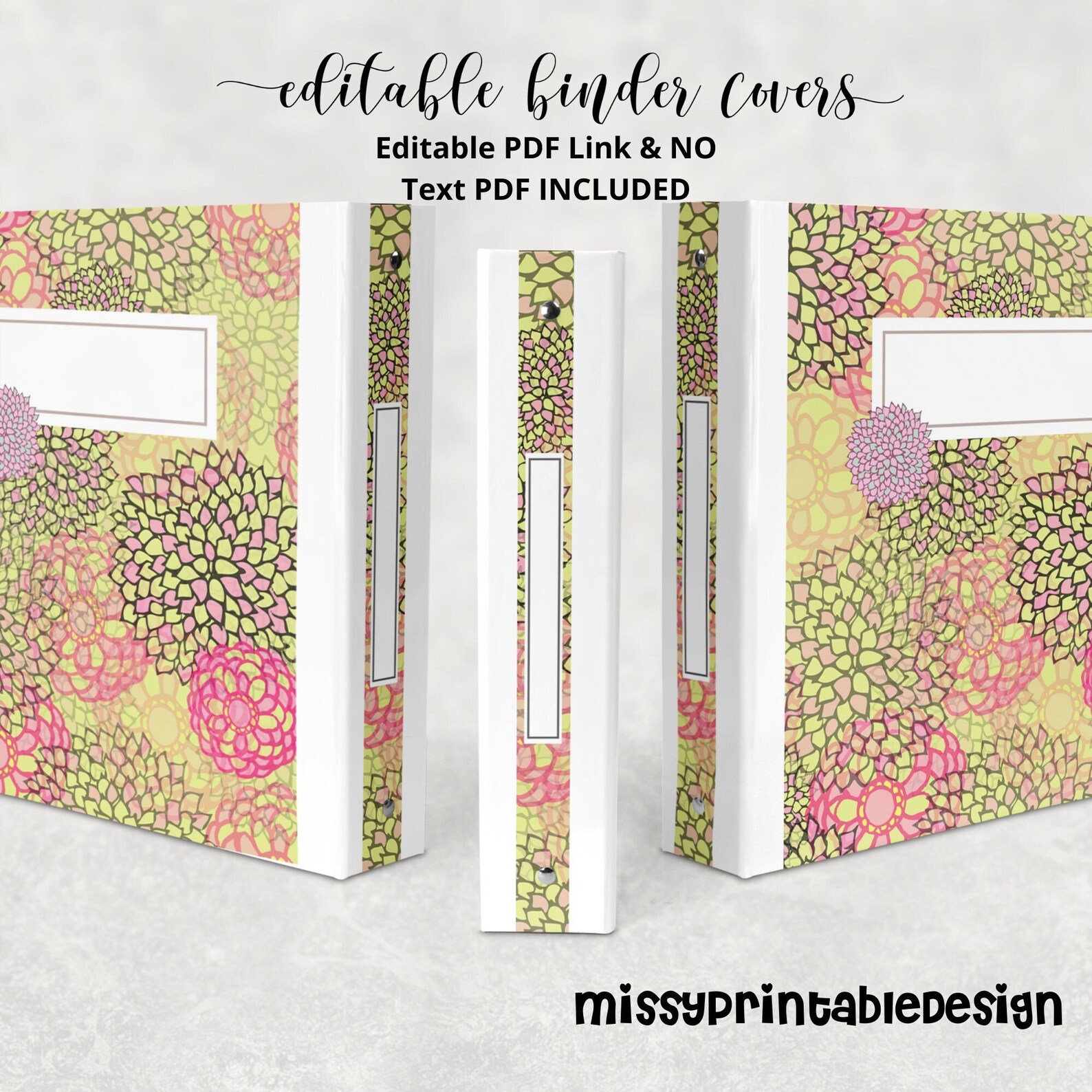 Editable Flower Binder Covers & Spines Printable Binder - Etsy