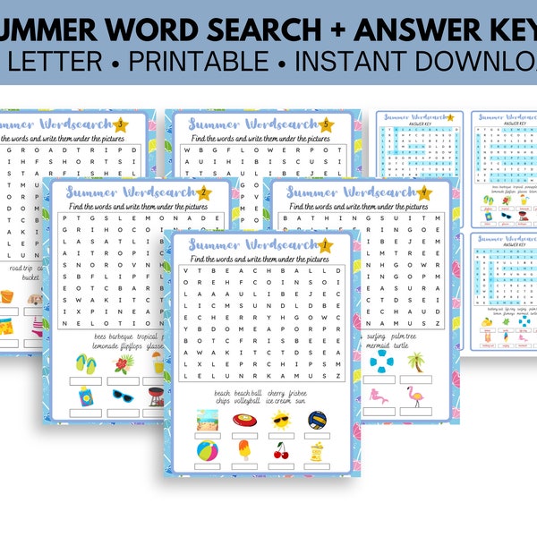 Summer Printable Games - Etsy