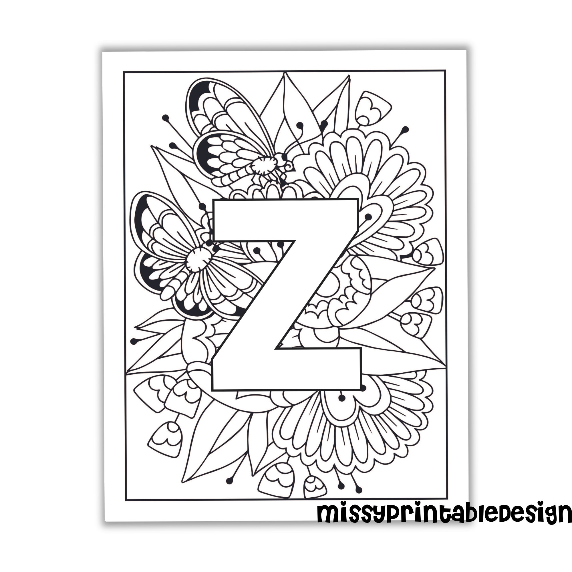 Floral Alphabet Letters Coloring Pages Printable Adult | Etsy India
