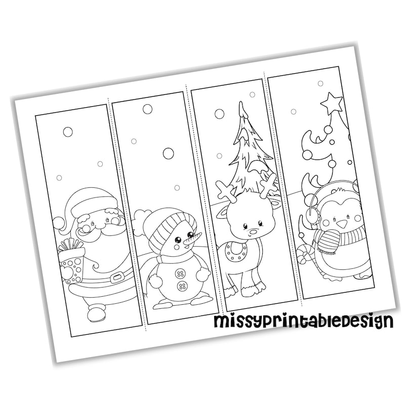 Christmas Coloring Bookmarks set of 8 Printable Christmas - Etsy