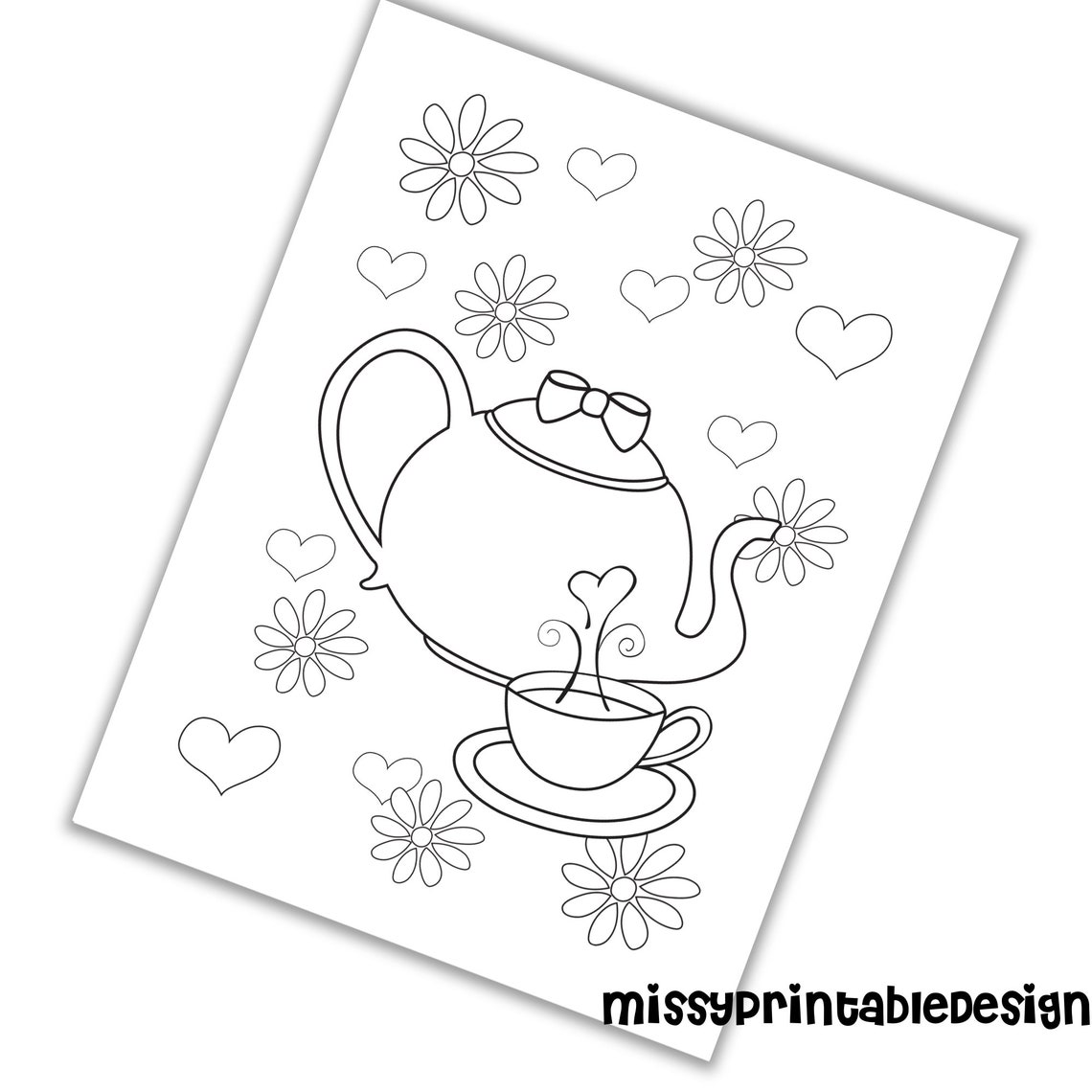 Personalized Tea Party Coloring Pages Custom Tea Party | Etsy