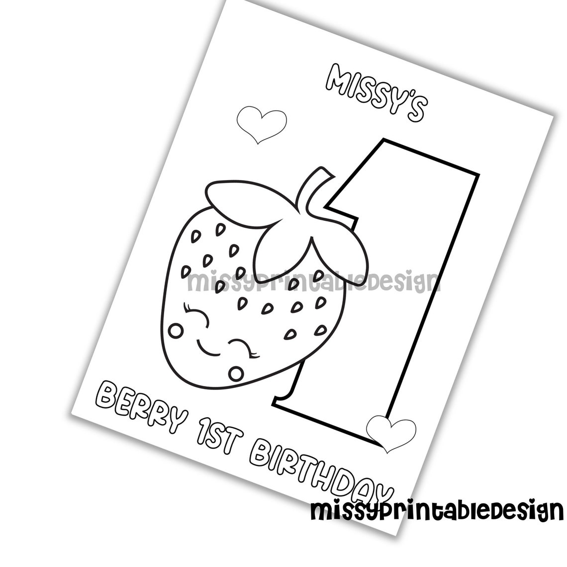 Personalized Berry Coloring Pages Custom Berry Party Coloring - Etsy
