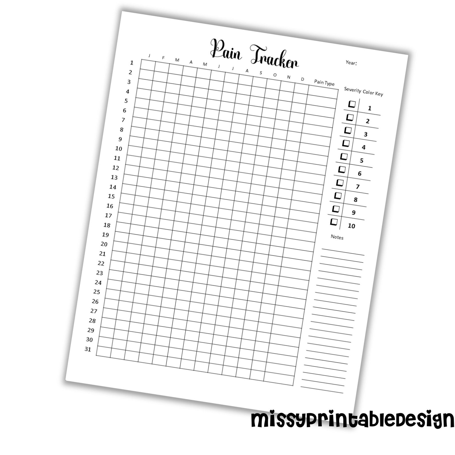 Pain Tracker Printable Pain Log Bullet Journal Printable - Etsy