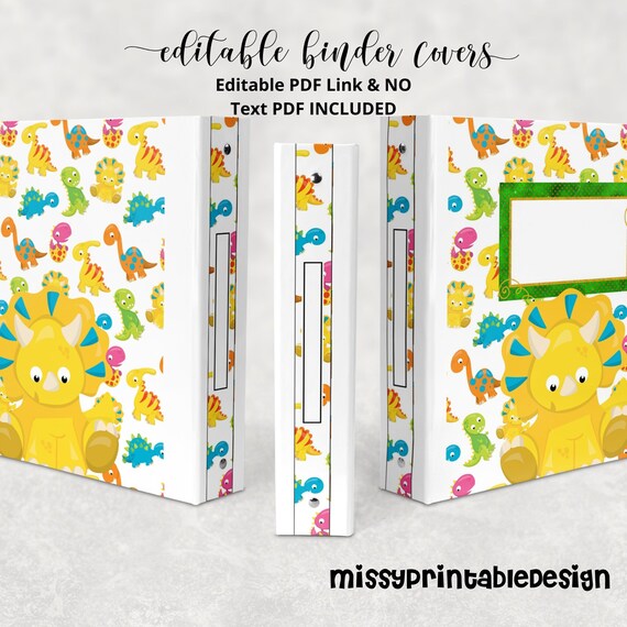Editable Dinosaur Binder Covers, Printable Binder Covers Front Back and ...