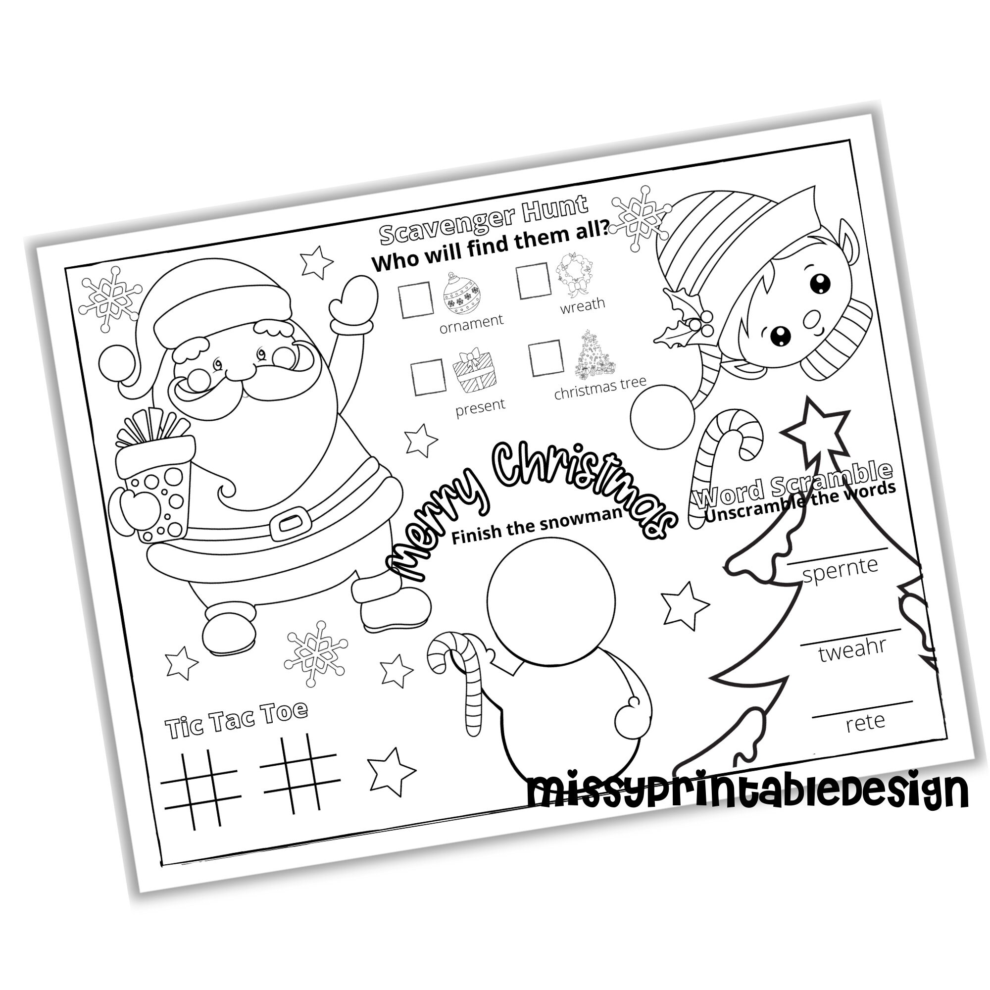 Christmas Coloring Placemat Printable Christmas Placemat | Etsy