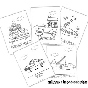 Spanish Transportation Coloring Pages for Kids - Vehicle Coloring Pages ...