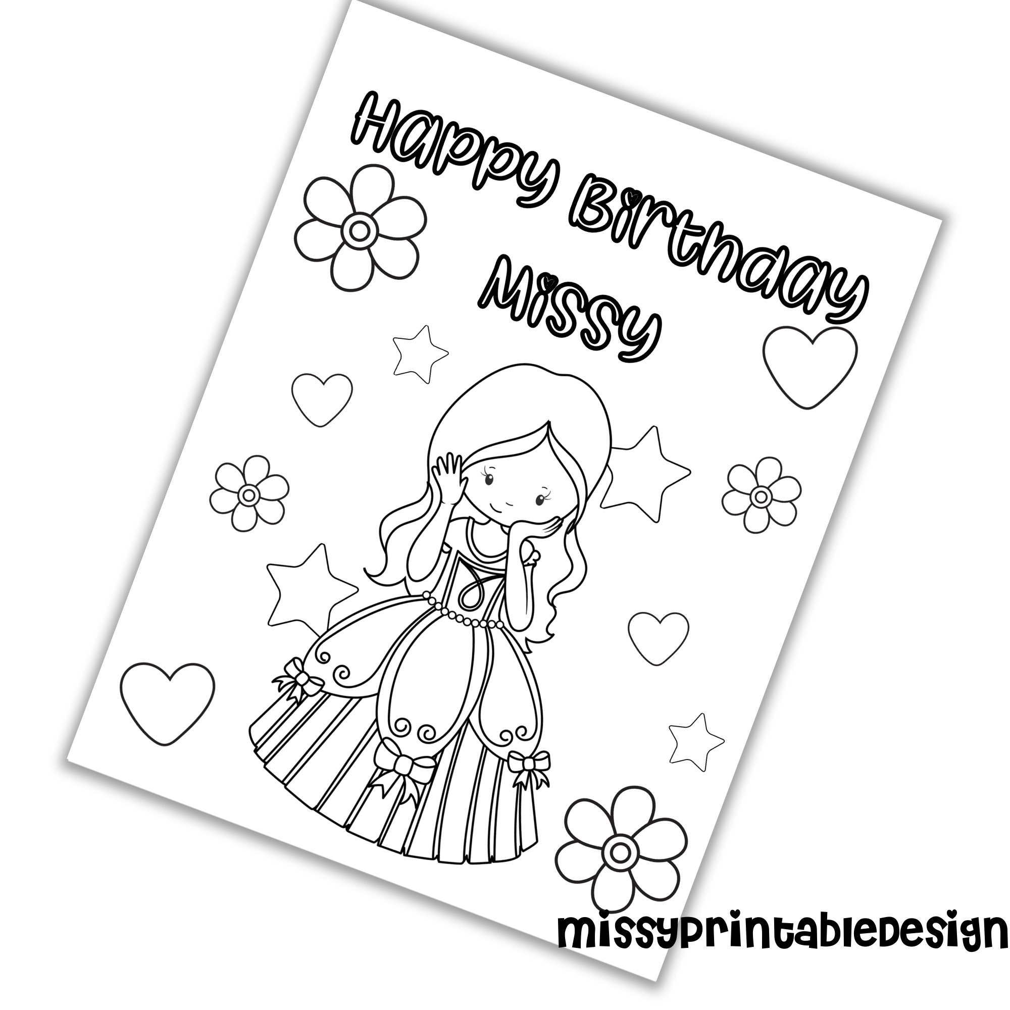 Personalized Princess Party Coloring Pages Custom Princess - Etsy