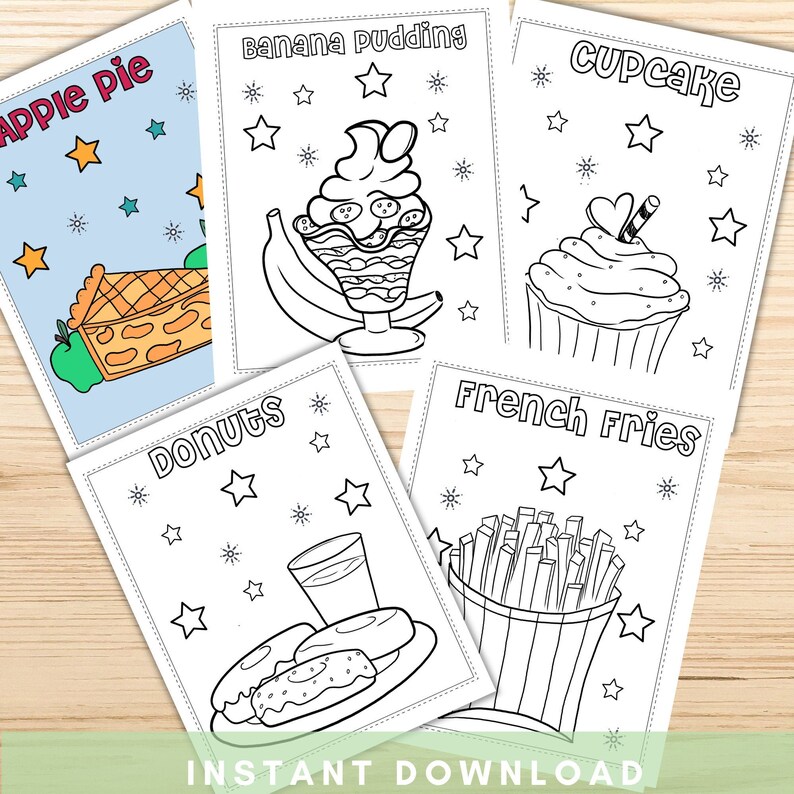 Junk Food Coloring Pages 25 Printable A-Z Food Activity - Etsy