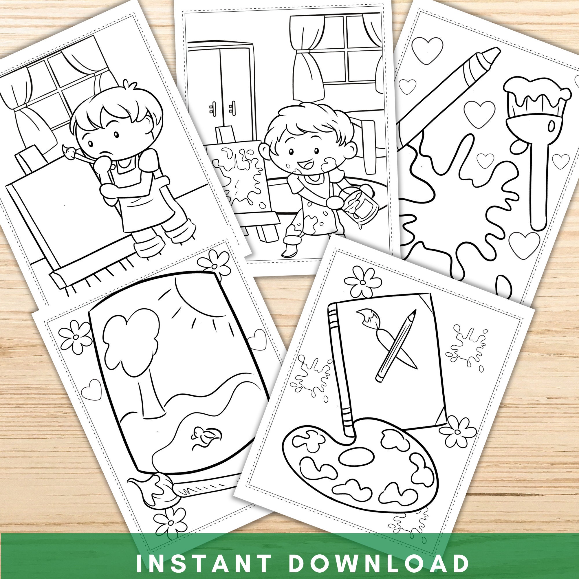Artist Coloring Pages, Kids Party Activity (INSTANT DOWNLOAD) - Etsy