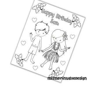 Personalized Luau Party Coloring Pages, Custom Luau Birthday Party ...