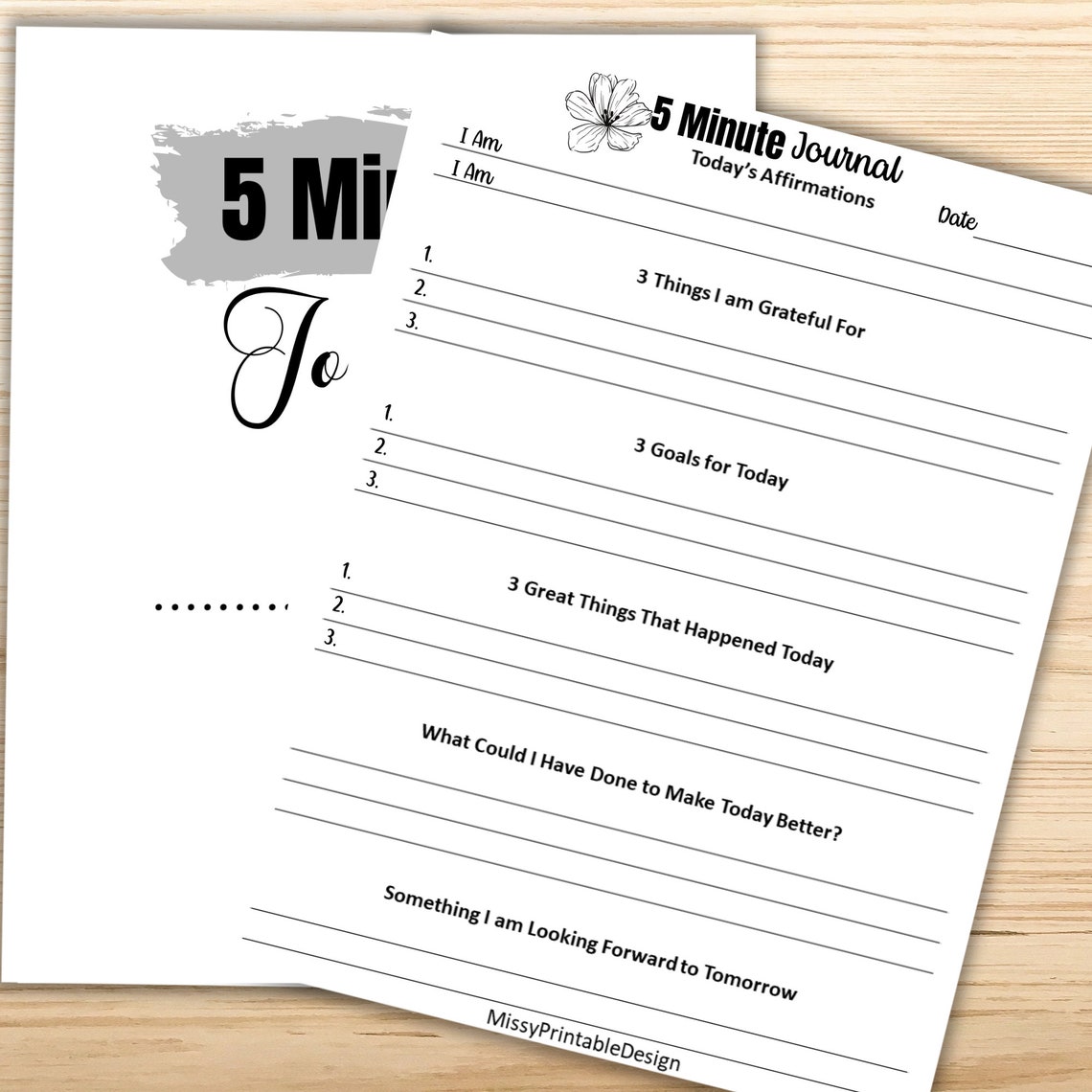 5 Minute Daily Journal Daily Gratitude Journal Happiness - Etsy