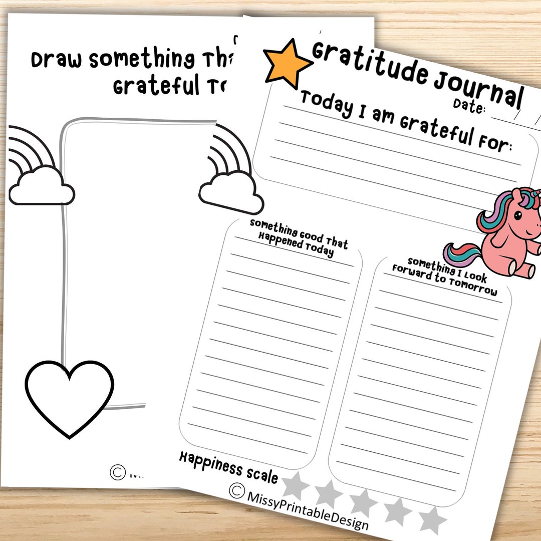 Printable Unicorn Gratitude Journal for Kids, Unicorn Coloring Book ...
