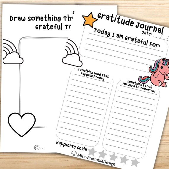 Printable Unicorn Gratitude Journal for Kids, Unicorn Coloring Book ...