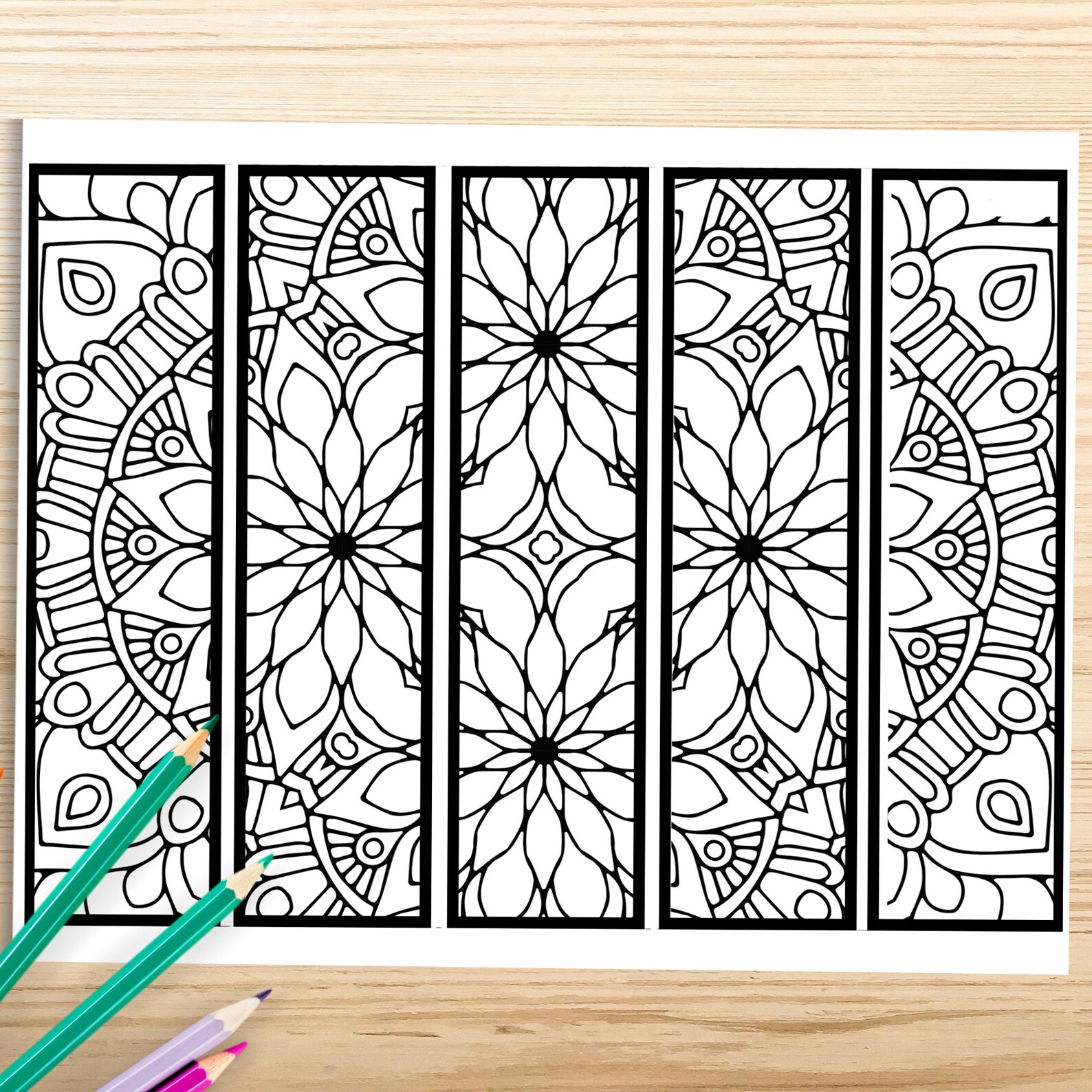Printable Mandala Coloring Bookmarks set of 30 Mandala | Etsy