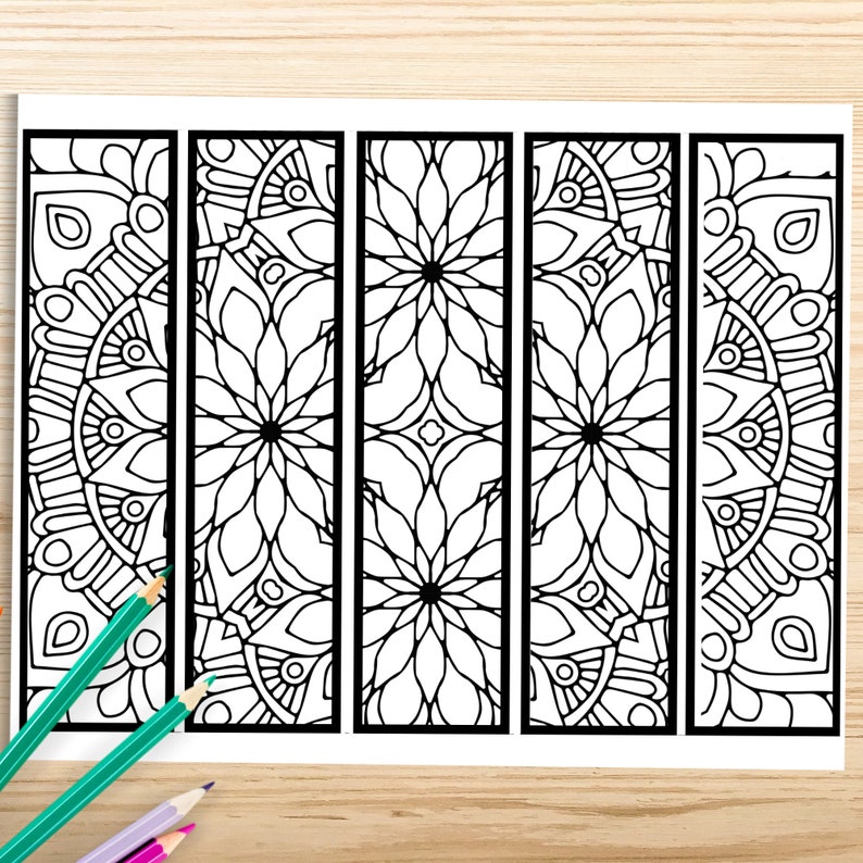Printable Mandala Coloring Bookmarks set of 30 Mandala | Etsy