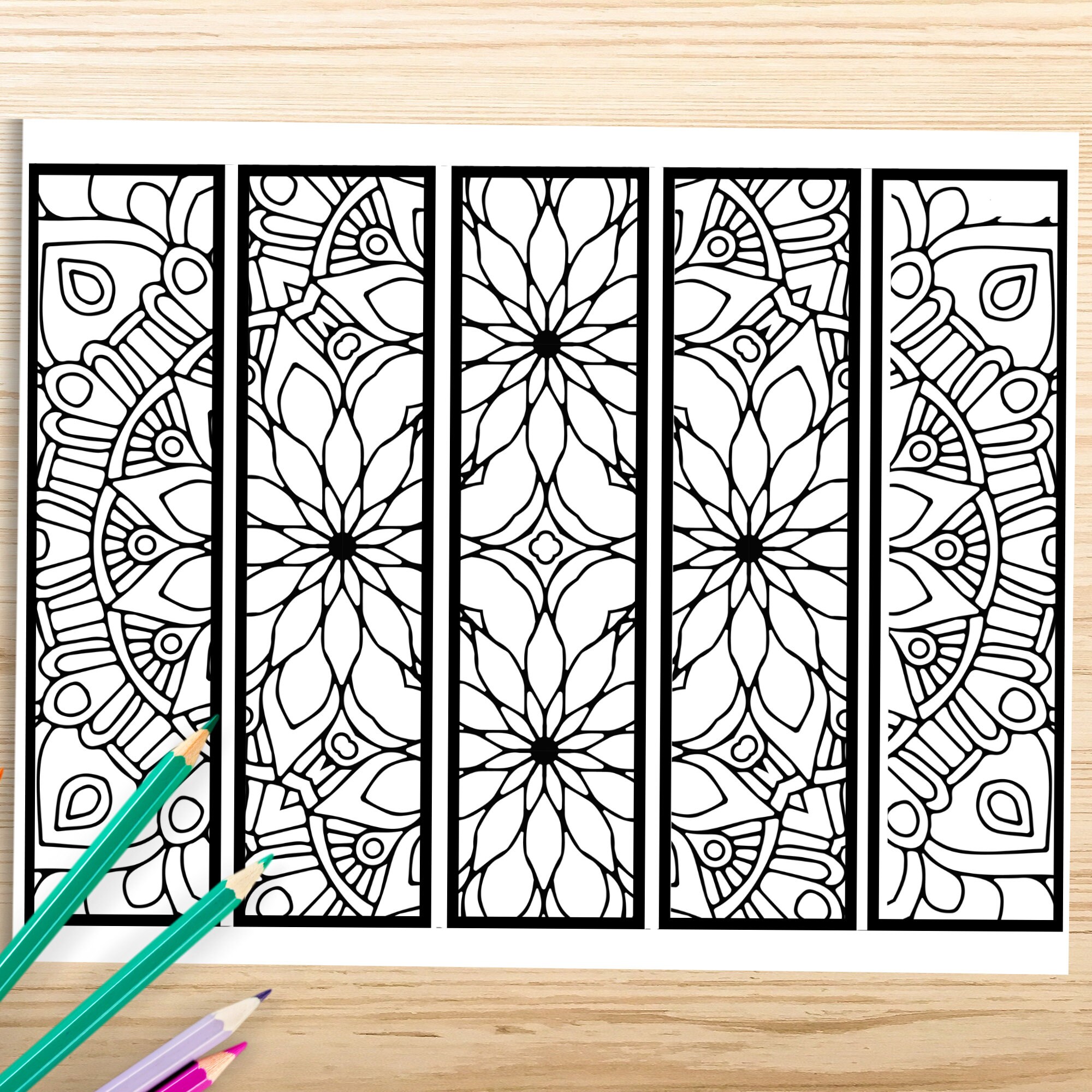Printable Mandala Coloring Bookmarks set of 30 Mandala | Etsy