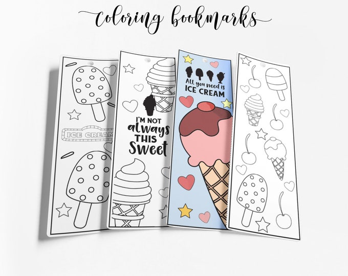 Fun Ice Cream Book Mark Coloring Pages, Kids Teens & Adults Color Pages ...