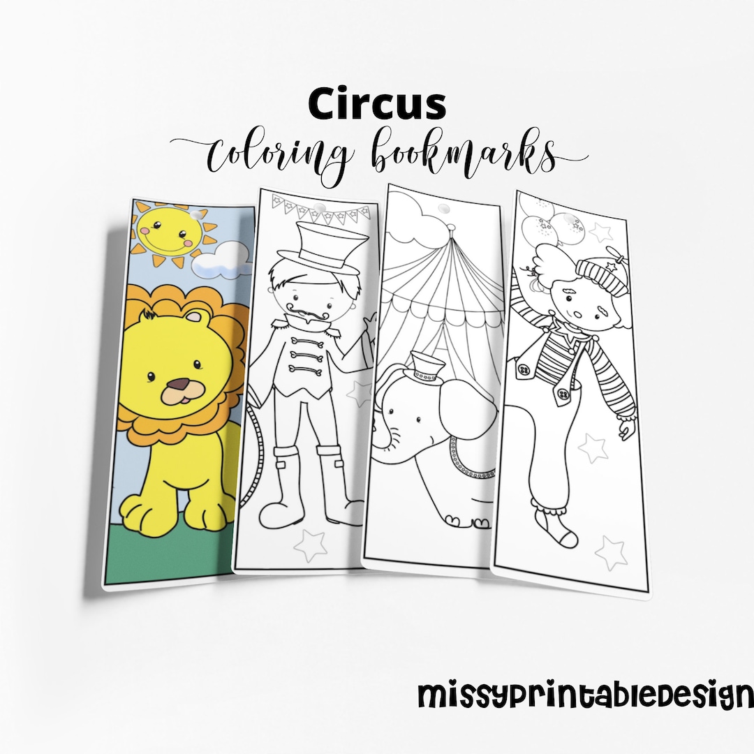Circus Coloring Bookmarks, Circus Coloring Page, Circus Birthday ...