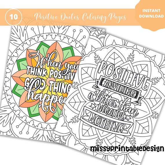 Positive Quotes Coloring Pages, Adult Coloring Pages Printable ...