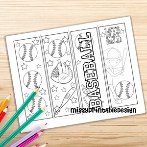 Printable Baseball Coloring Bookmarks: Party Activity (digital Download ...