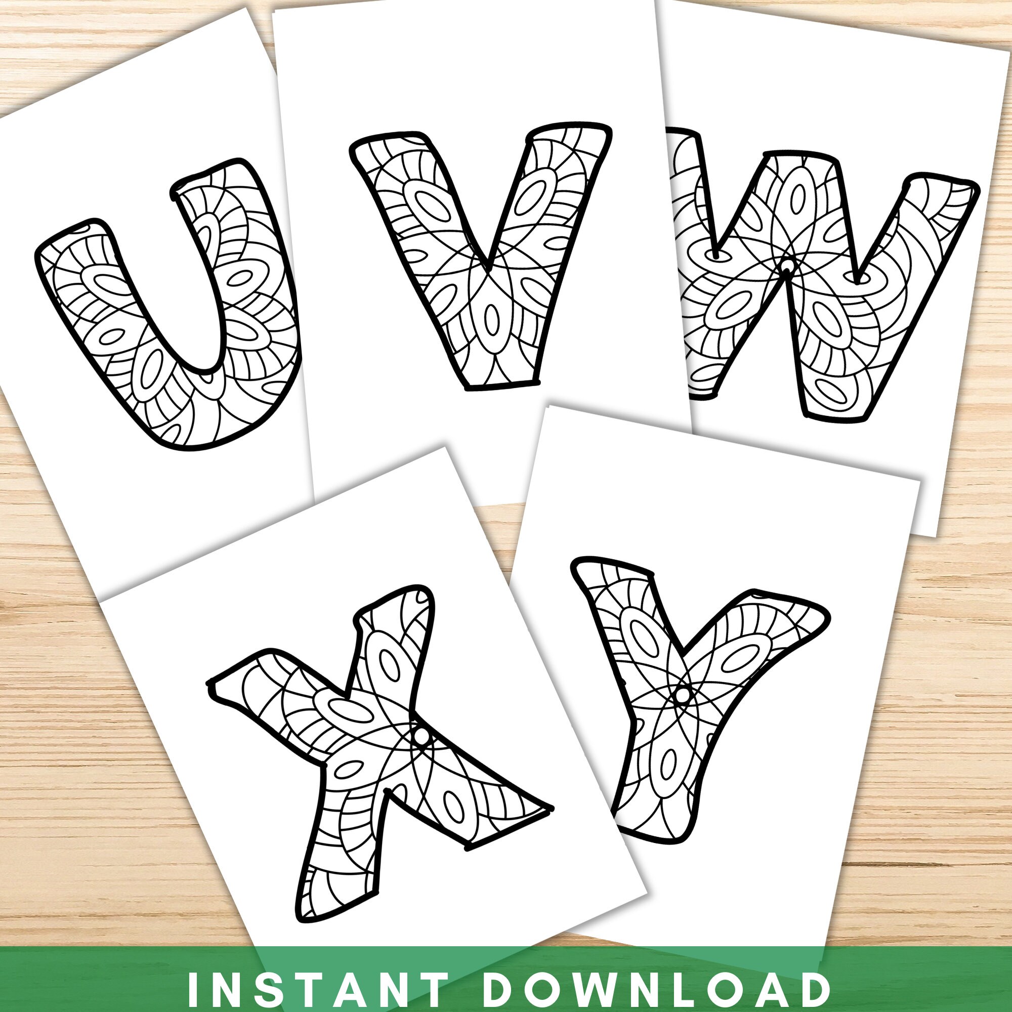 Mandala Alphabet Letters Coloring Pages Printable Adult - Etsy Australia