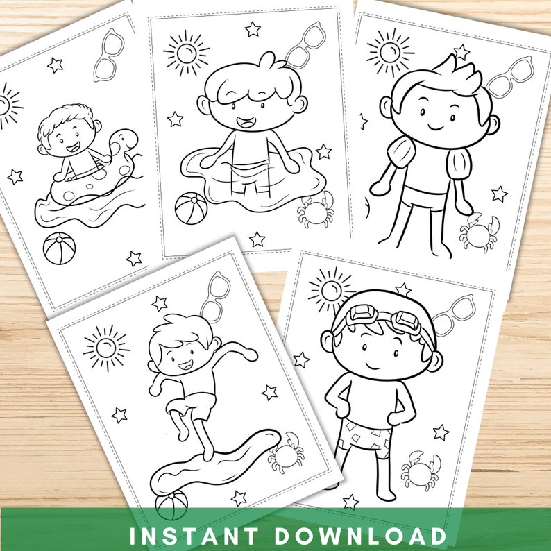 Swimming Pool Coloring Pages Printable Coloring Pages Pool | Etsy