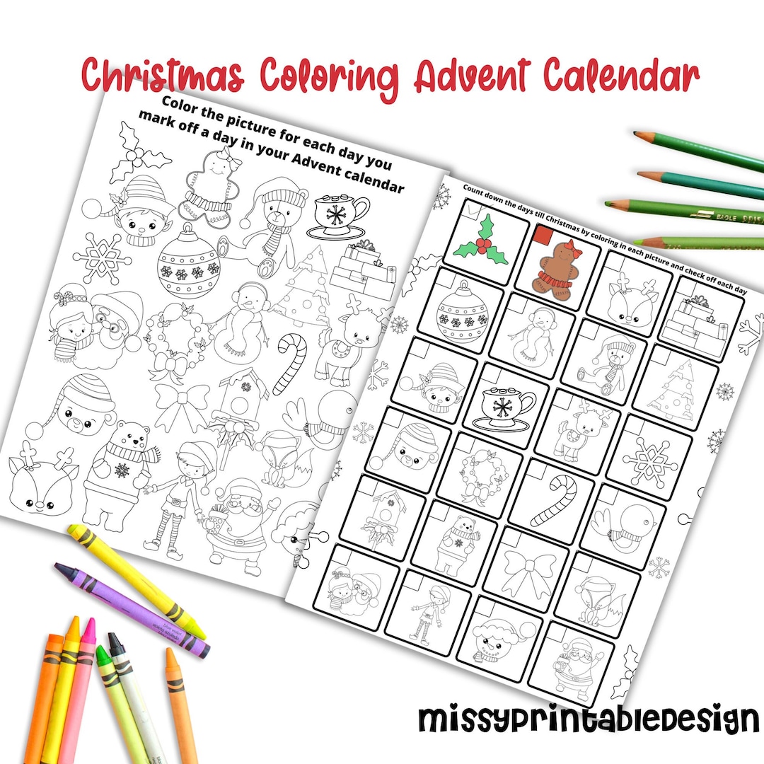 Coloring Christmas Advent Calendar, Printable Christmas Coloring ...