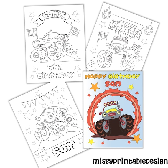 Personalized Monster Truck Party Coloring Pages, Custom Monster Truck ...