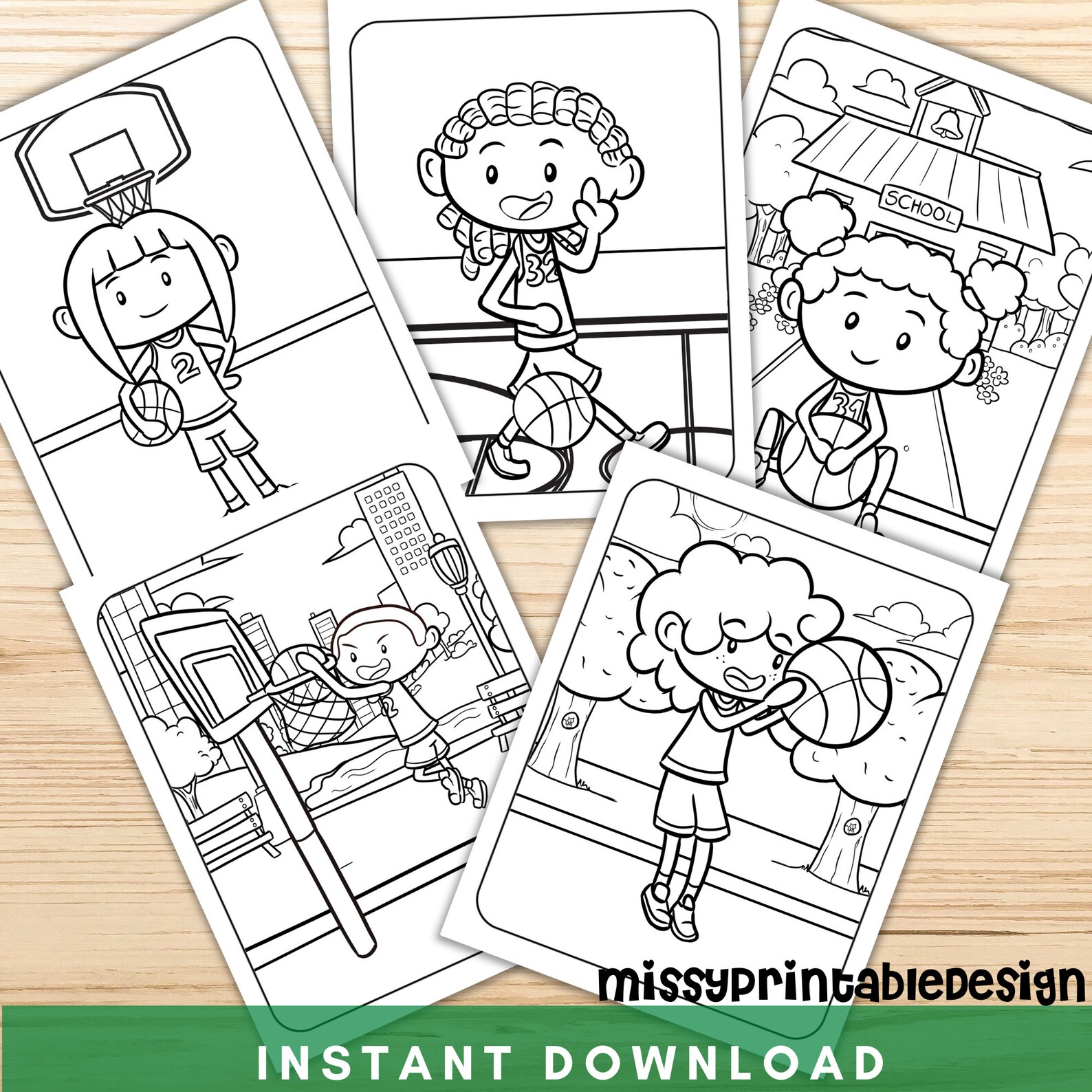 Basketball Coloring Pages Printable Coloring Pages - Etsy
