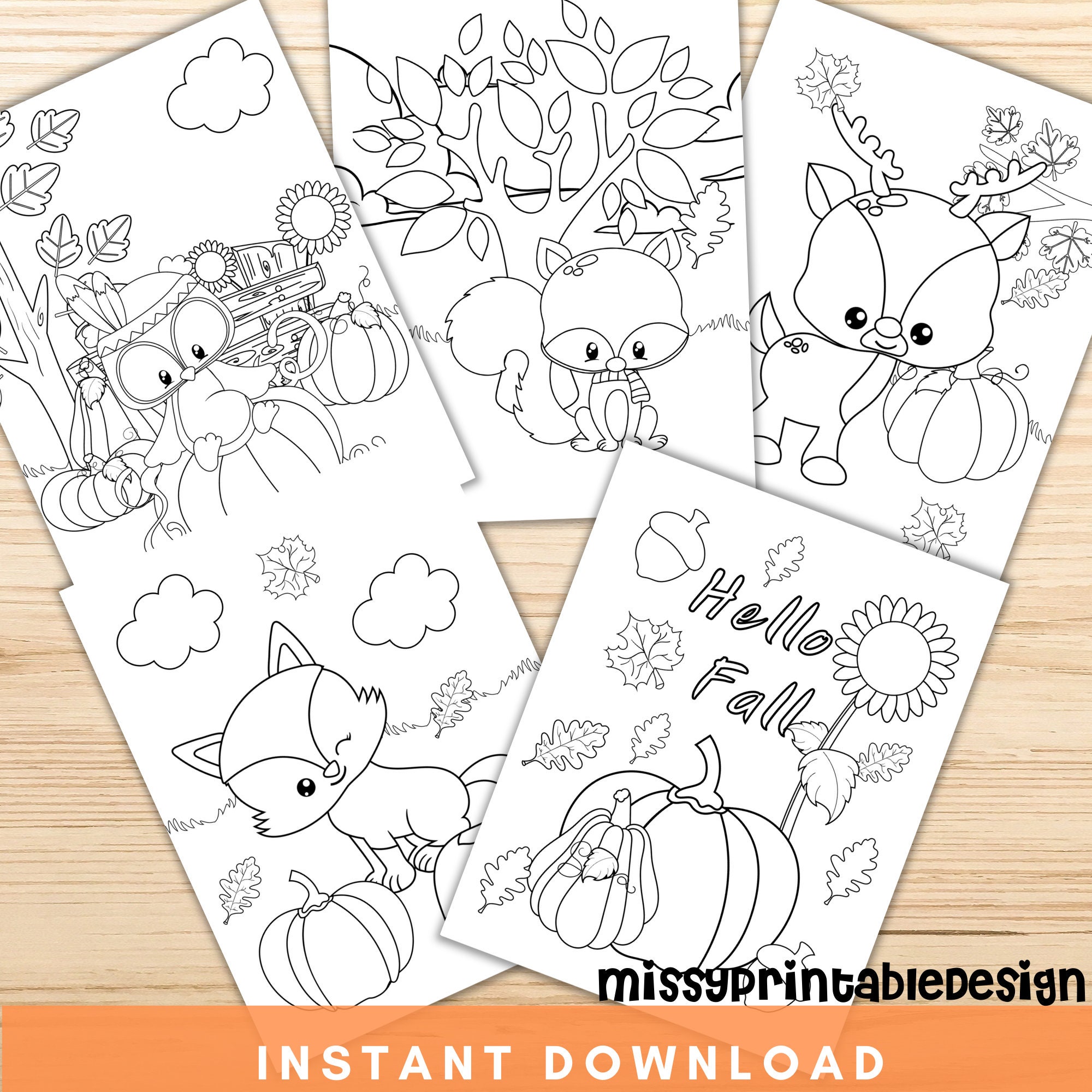 Fall Coloring Pages for Kids Printable Fall Coloring Pages - Etsy