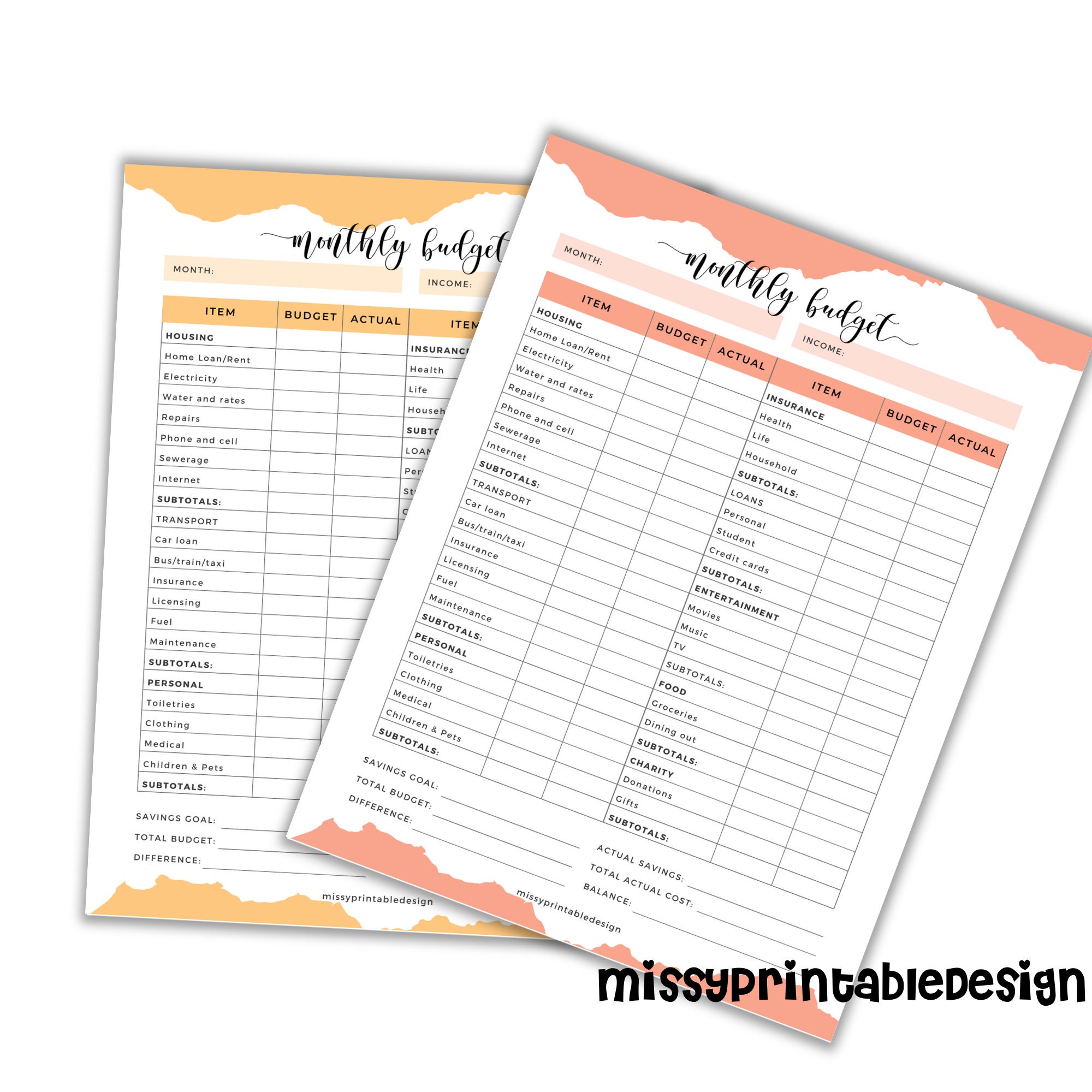 Monthly Budget Planner Printable Expense Tracker Monthly - Etsy