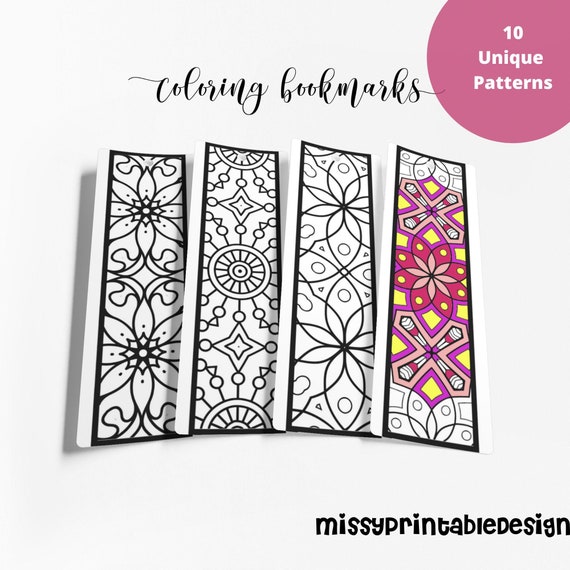Printable Pattern coloring bookmarks (Set of 10), Pattern coloring page ...