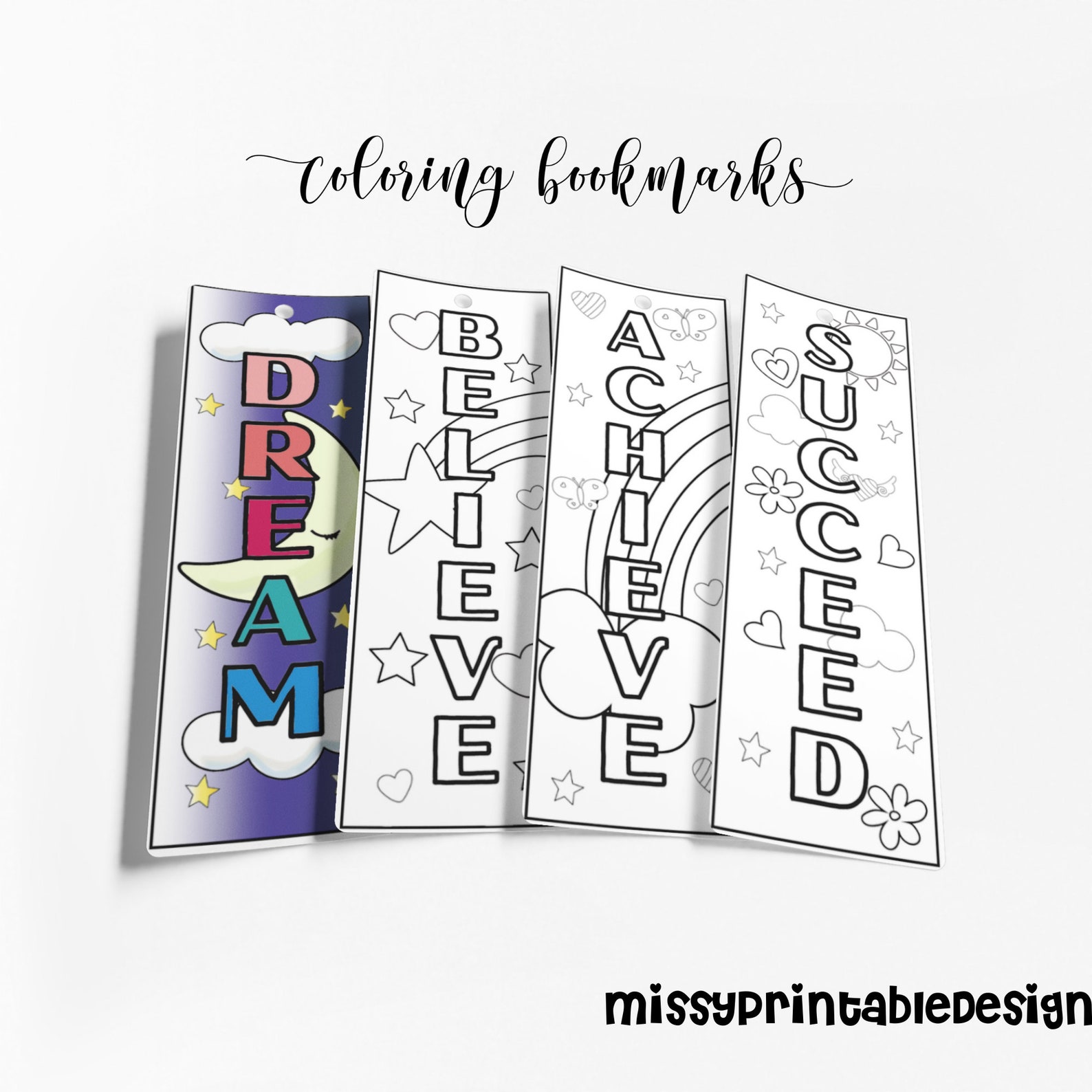 Inspirational Coloring Bookmarks for Kids set of 4 - Etsy