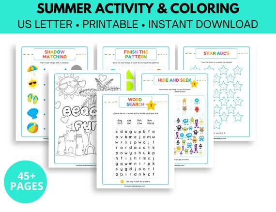 Summer Coloring and Activity Pages, Printable Summer Party Games ...