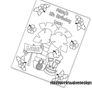 Personalized Luau Party Coloring Pages, Custom Luau Birthday Party ...