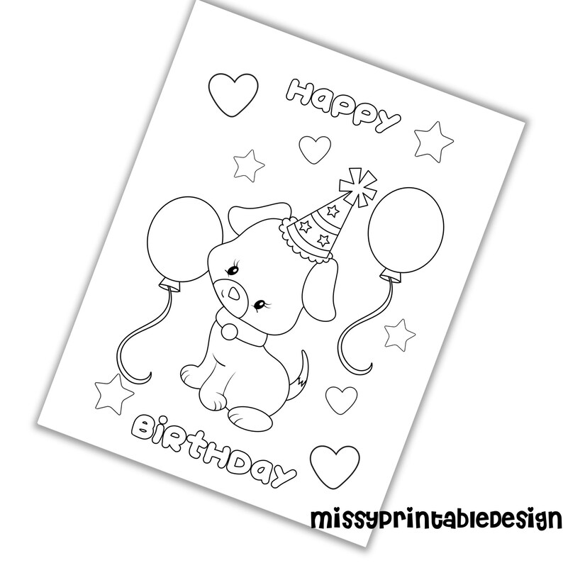 Personalized Puppy Party Coloring Pages Custom Puppy Birthday | Etsy