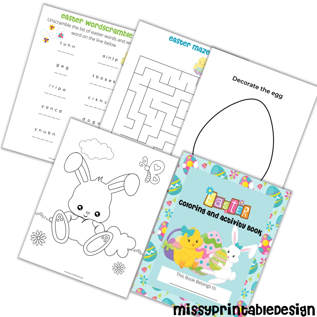 Printable Easter Coloring & Activity Book: 25 Pages (instant Download ...