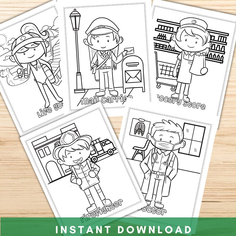 Occupation Coloring Pages for Kids Job Coloring Pages | Etsy