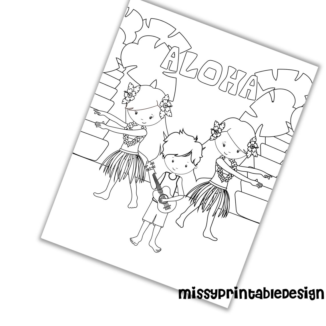 Personalized Luau Party Coloring Pages Custom Luau Birthday - Etsy