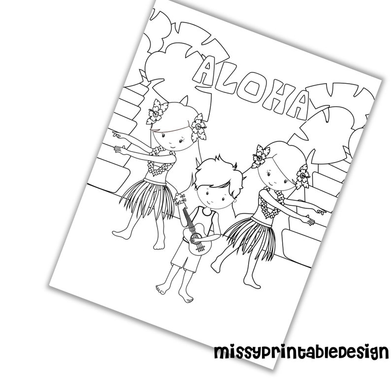 Personalized Luau Party Coloring Pages Custom Luau Birthday - Etsy