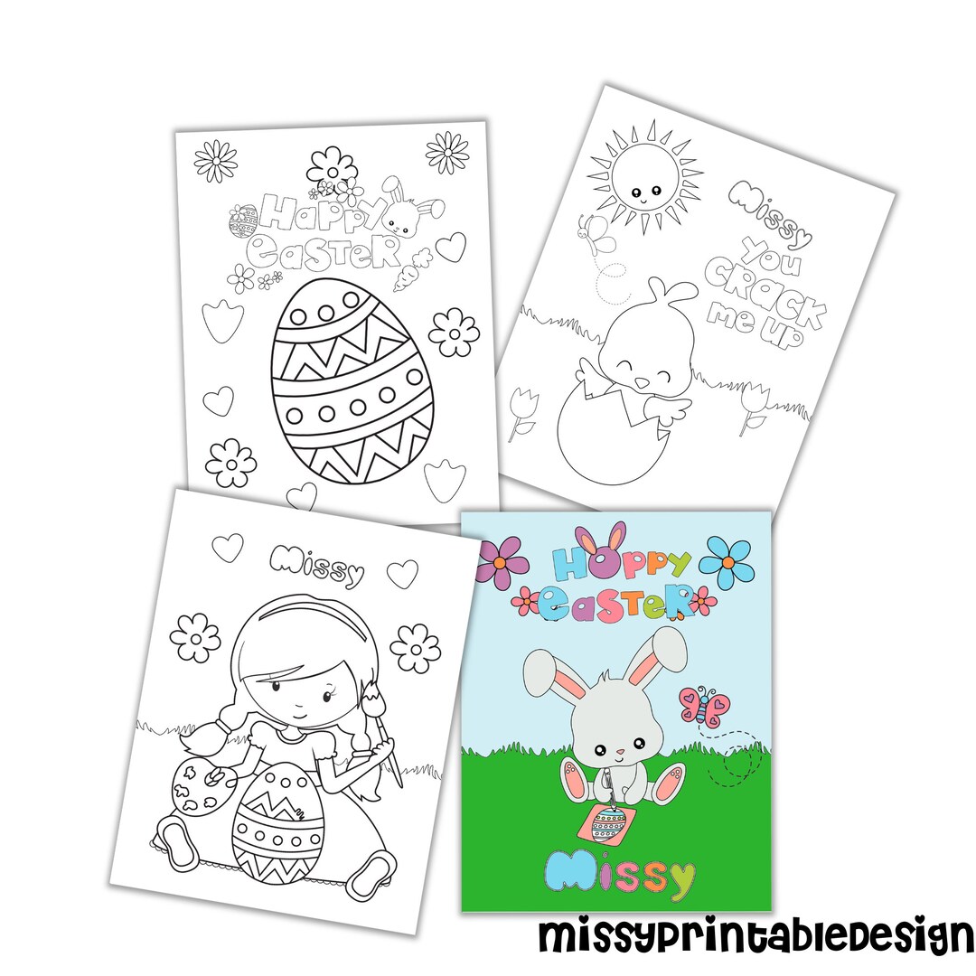 Personalized Easter Coloring Pages, Custom Easter Party Coloring Pages ...