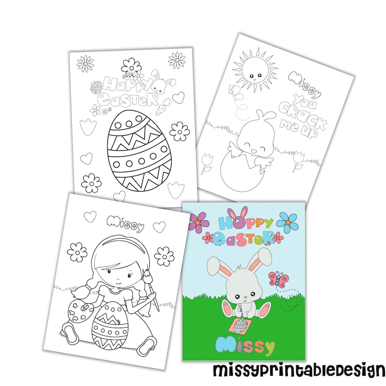 Personalized Easter Coloring Pages: Custom Kids Party Activity (digital ...
