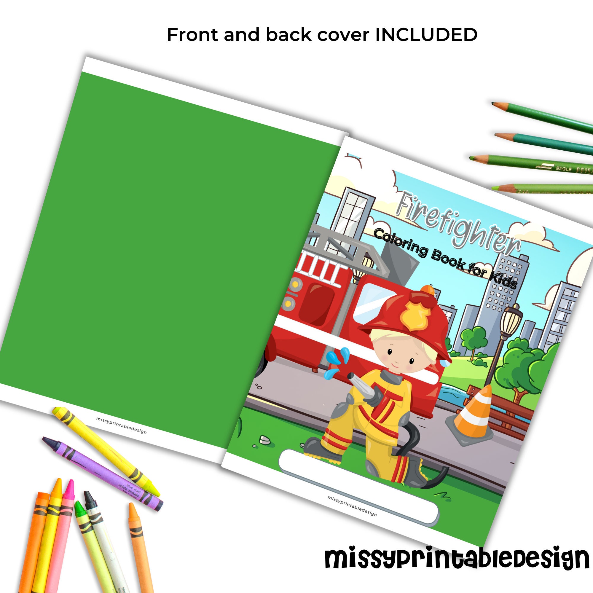 Firefighter Coloring Pages Printable Firefighter Coloring | Etsy