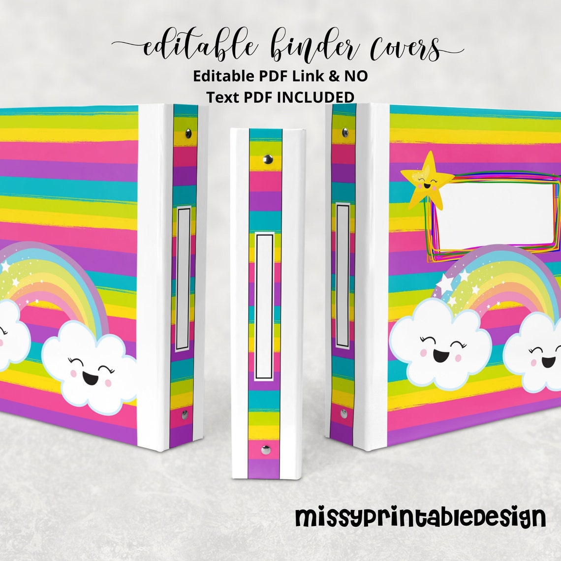 Editable Rainbow Binder Covers & Spines Printable Binder - Etsy