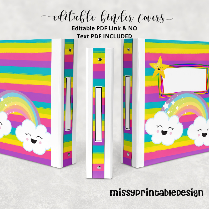 Editable Rainbow Binder Covers & Spines Printable Binder | Etsy