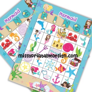 Mermaid Bingo, Mermaid Party Games, Printable Party Games, Party Games ...